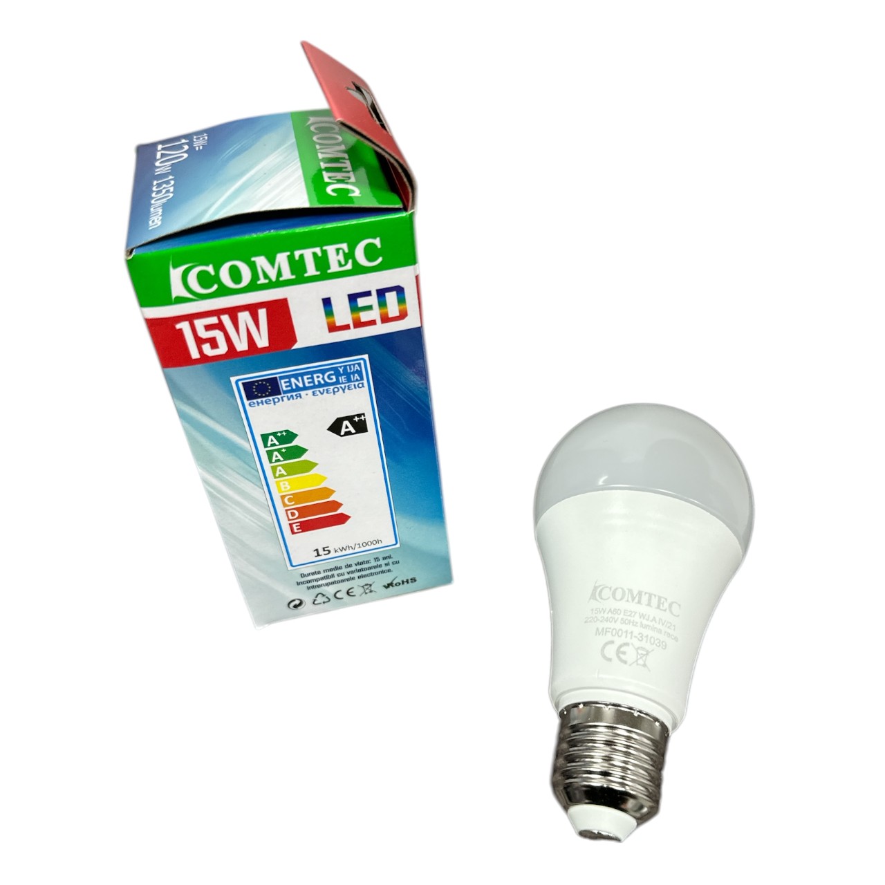 Comtec Bec LED 15W, E27, 6400k, Lumina Rece - MetaloChimice