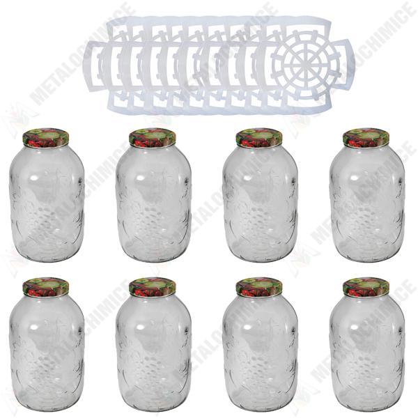 Pachet – 8 x Borcan 5 litri din sticla cu capac +10 x Presa pentru ...