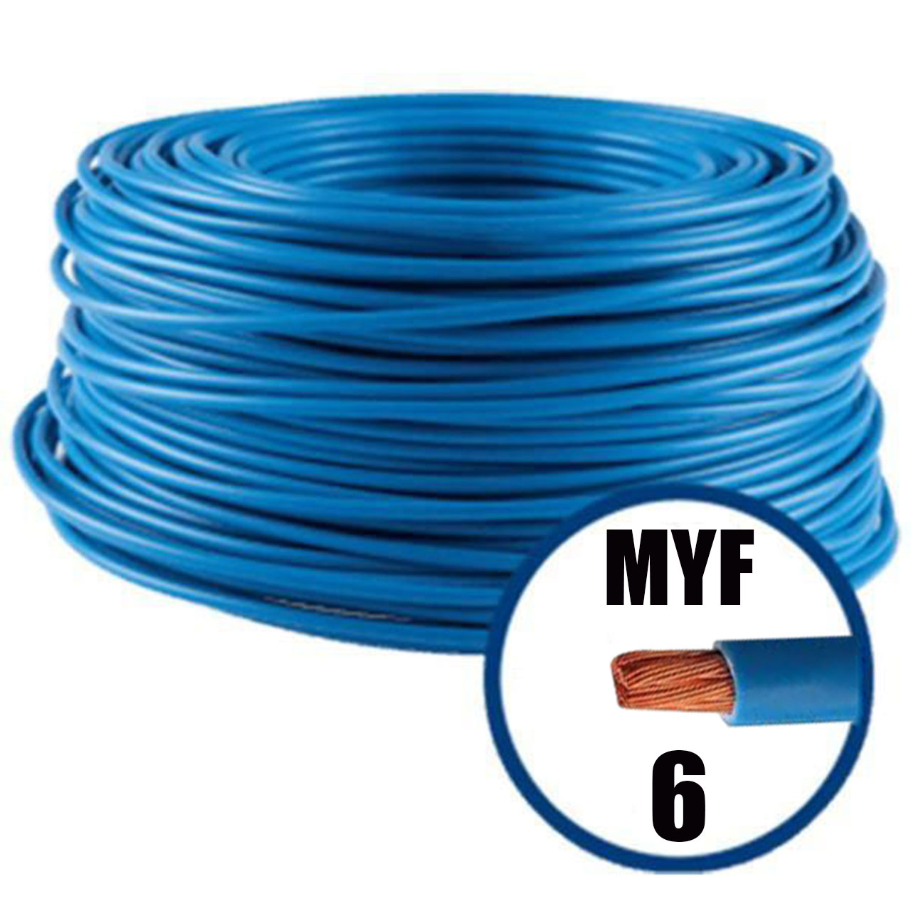 Cablu / Conductor electric litat MYF 6 mmp, H07V-K, albastru, 100m ...