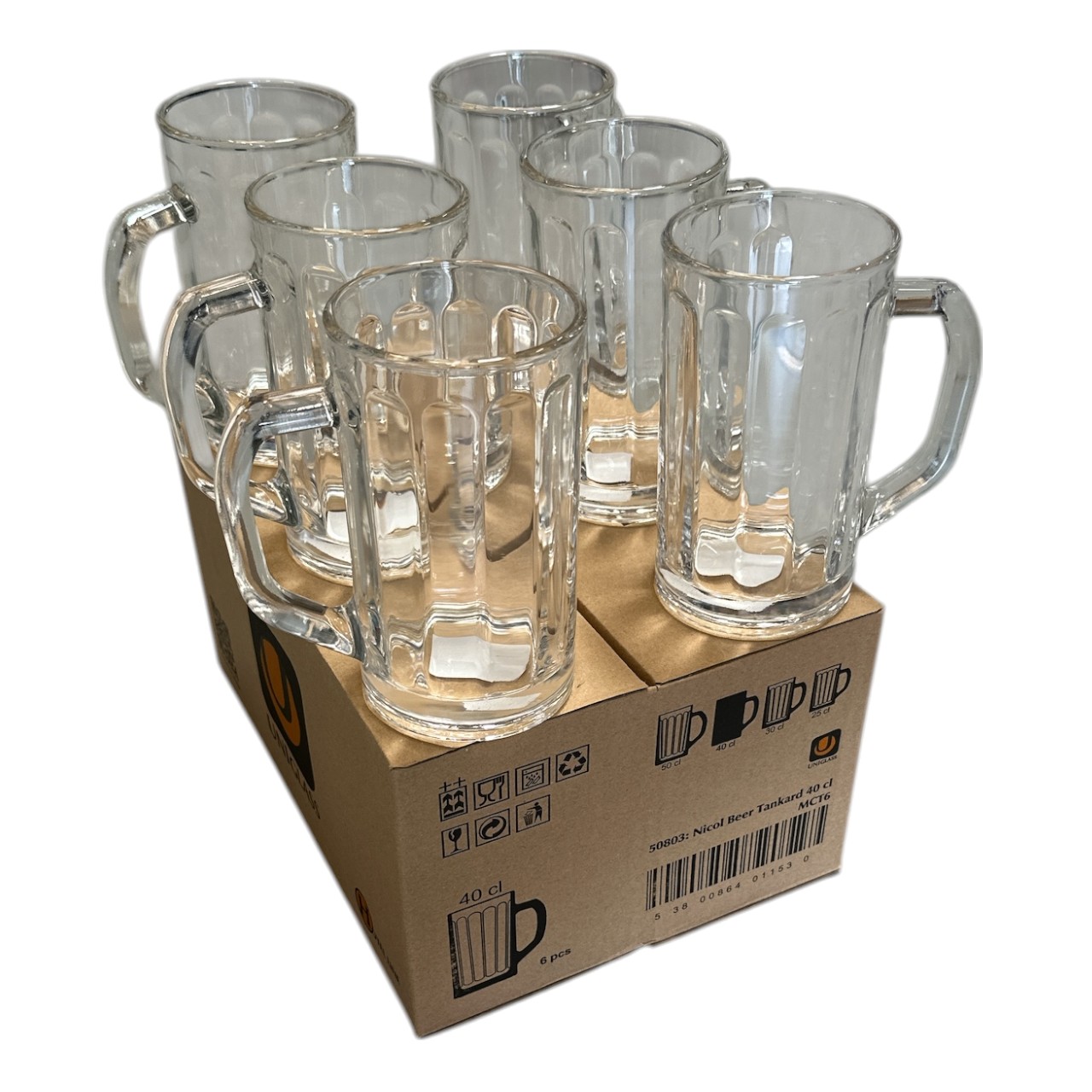 Set Halbe de bere 400 ml, transparente, 6 bucati - MetaloChimice
