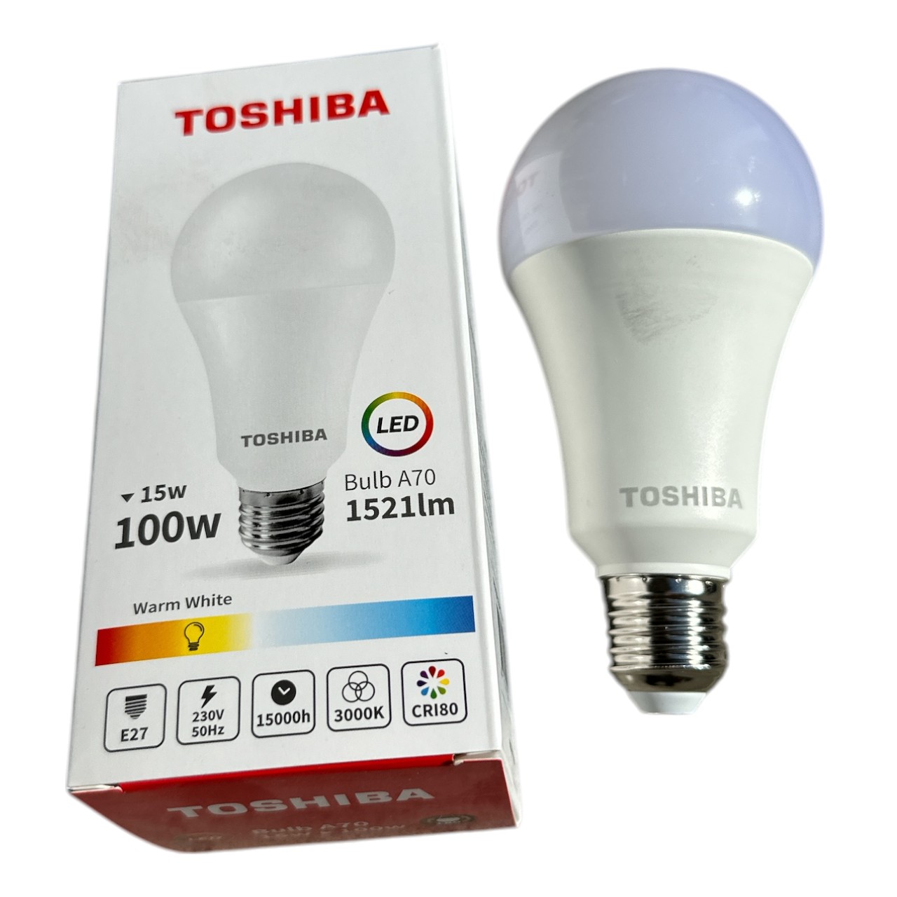 Toshiba Bec LED 15W E27, 3000K, Lumina Calda - MetaloChimice