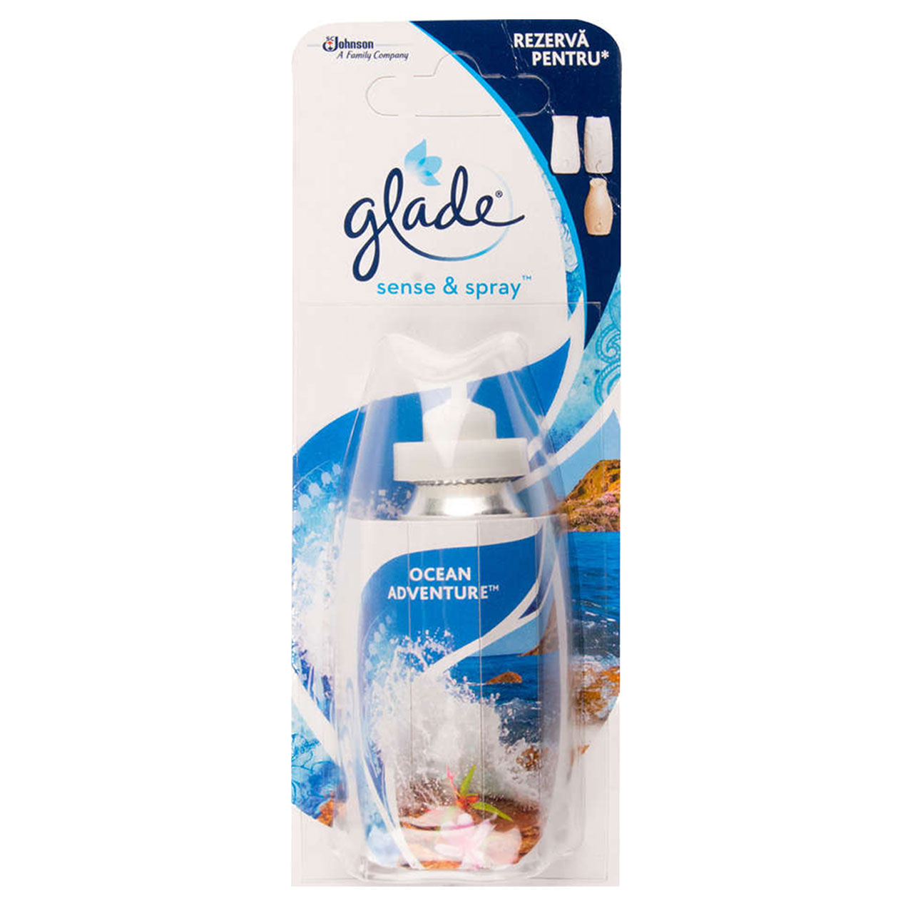 Glade Sense and Spray Rezerva odorizant camera, Ocean Adventure, 18 ml - MetaloChimice