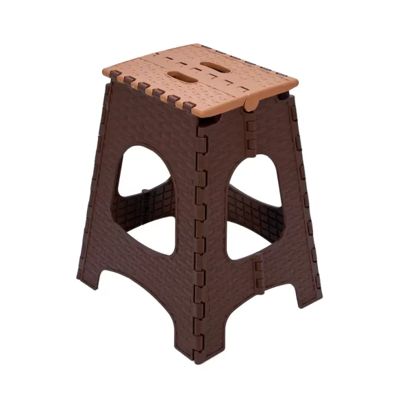 Scaun pliabil din plastic imitatie ratan, maro - MetaloChimice