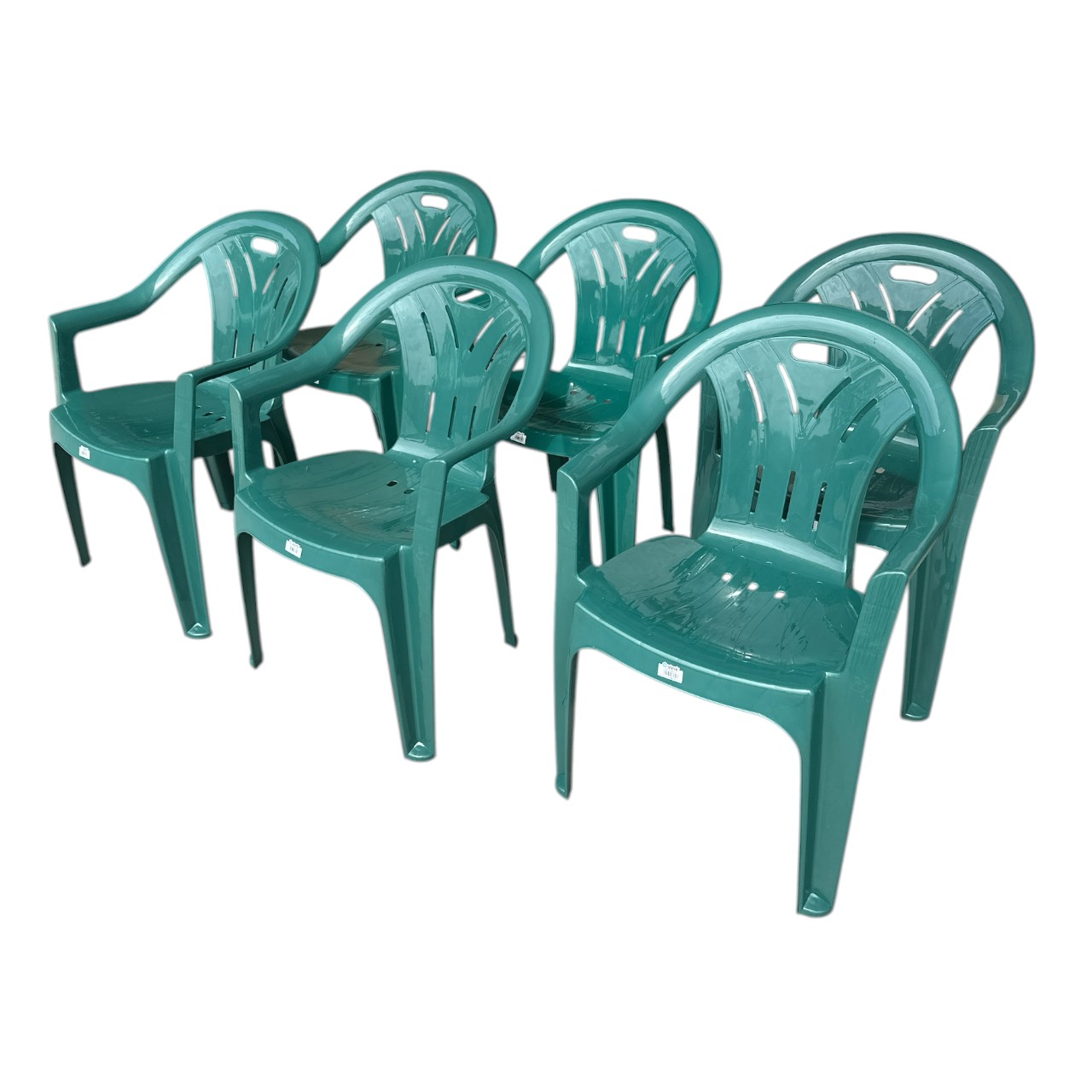 Scaun plastic de gradina (VERDE) cu spatar, set 6 bucati - MetaloChimice