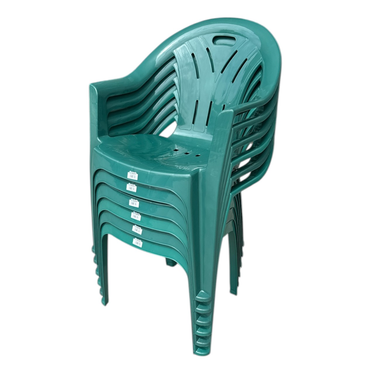 Scaun plastic de gradina (VERDE) cu spatar, set 6 bucati - MetaloChimice